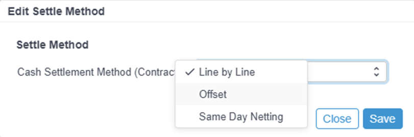How to change the settlement method (Offset, Line-by-Line, Same Day ...